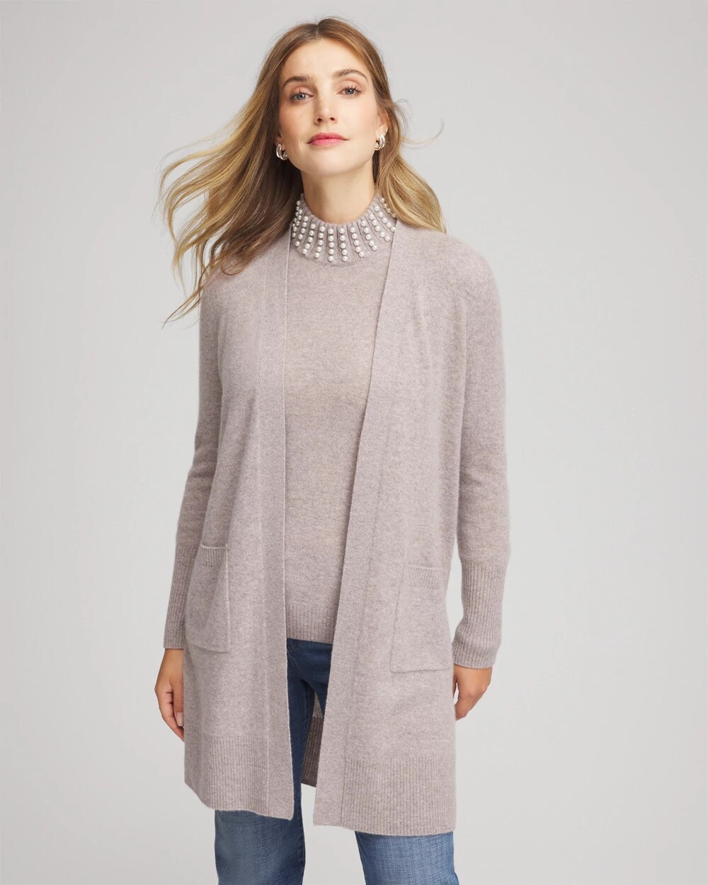 Cashmere Duster Cardigan TAUPE HEATHER - Chico's