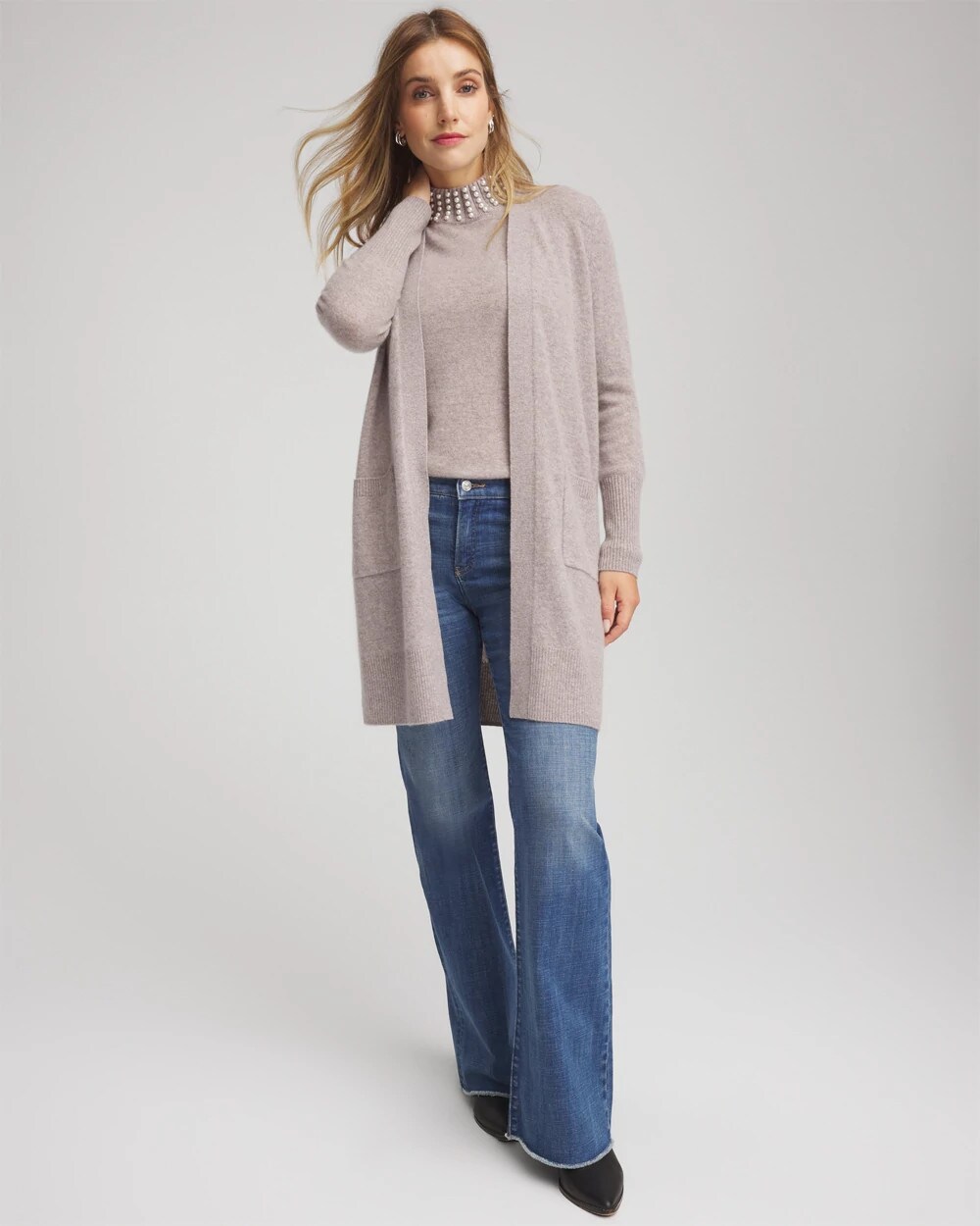 Cashmere Duster Cardigan TAUPE HEATHER - Chico's